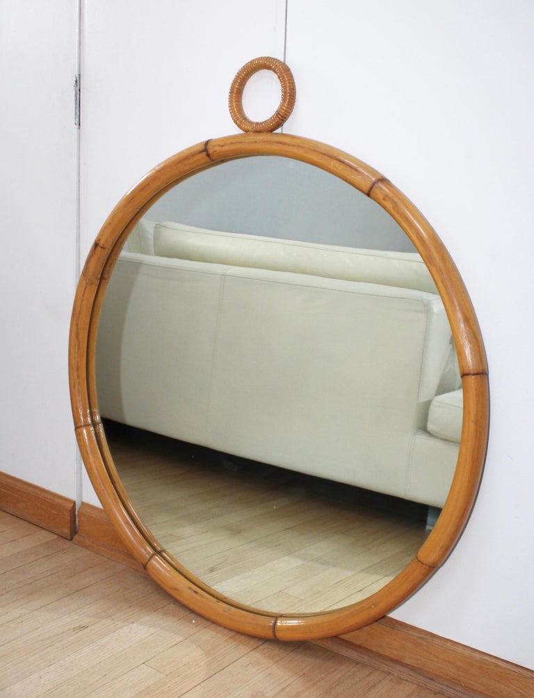 1960s Mid-Century Modern Round Bamboo Wall Mirror at 1stDibs | round ...