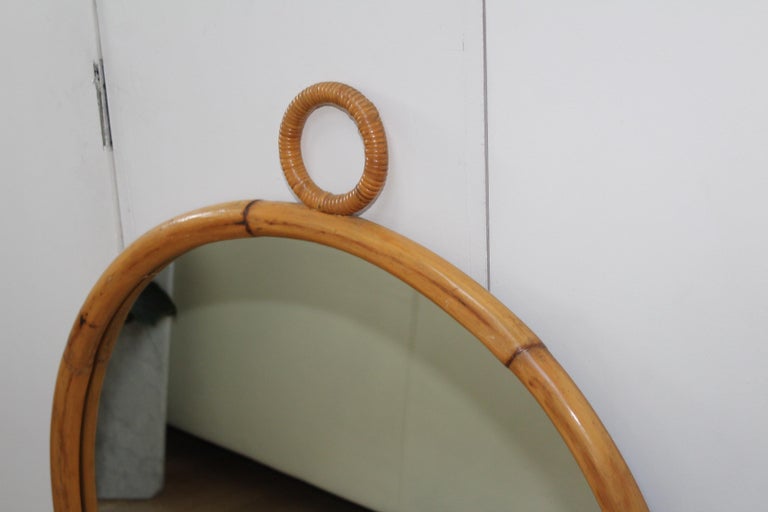 1960s Mid-Century Modern Round Bamboo Wall Mirror at 1stDibs | round ...