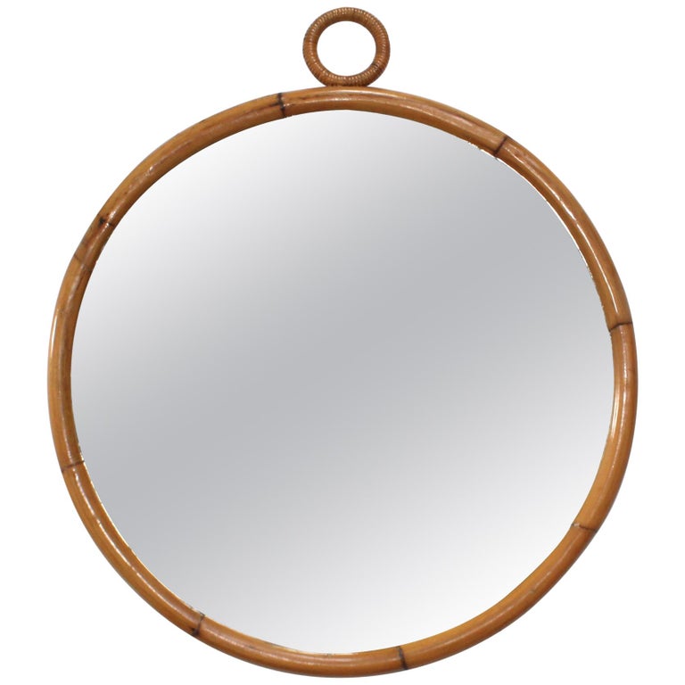 1960s Mid-Century Modern Round Bamboo Wall Mirror at 1stDibs | round ...