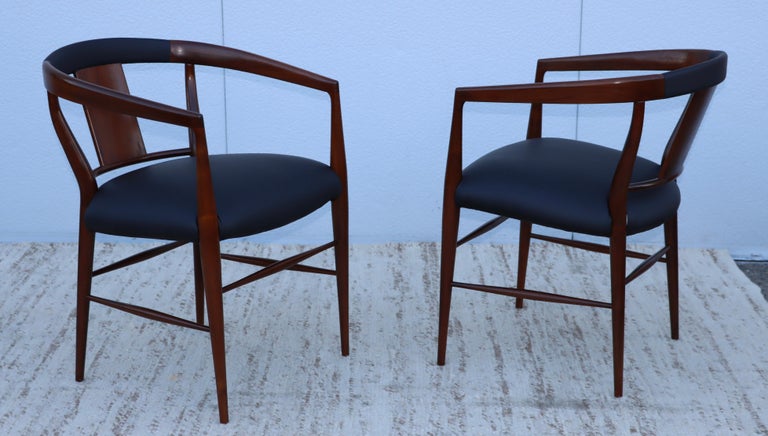 1960's Mid-Century Modern Walnut and Leather Armchairs by Heritage ...
