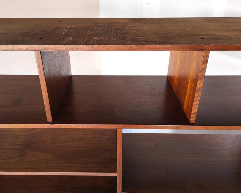1960s Mid-Century Modern Walnut Room Divider / Wall Unit with Drop-Down ...