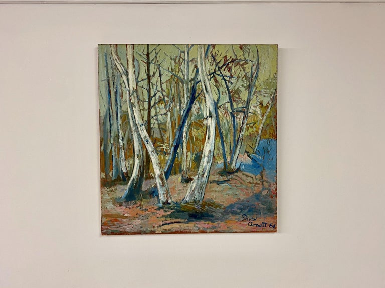 1960s Mid-Century Painting of Trees For Sale at 1stDibs