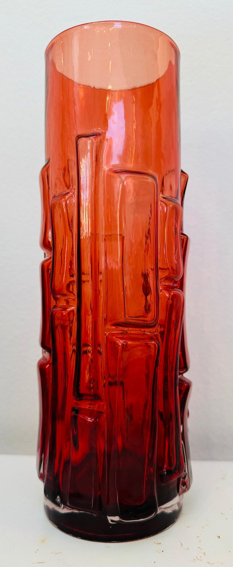 1960s Mid Century Swedish 'Bark' Bo Borgstrom for Aseda Glasbruk Ruby ...