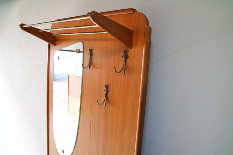 1960s Midcentury Teak British Hall Stand with Mirror For Sale at 1stDibs