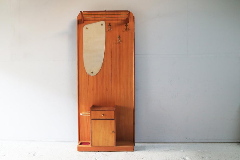 1960s Midcentury Teak British Hall Stand with Mirror For Sale at 1stDibs