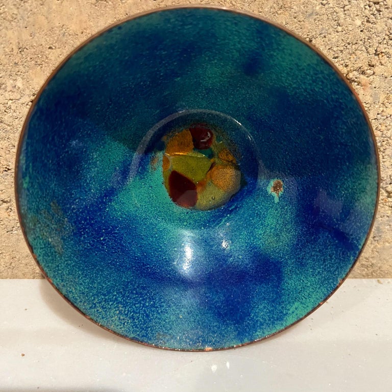 1960s Midcentury Modernist Cool Blue Enamel Dish Copper Enamel Art For ...