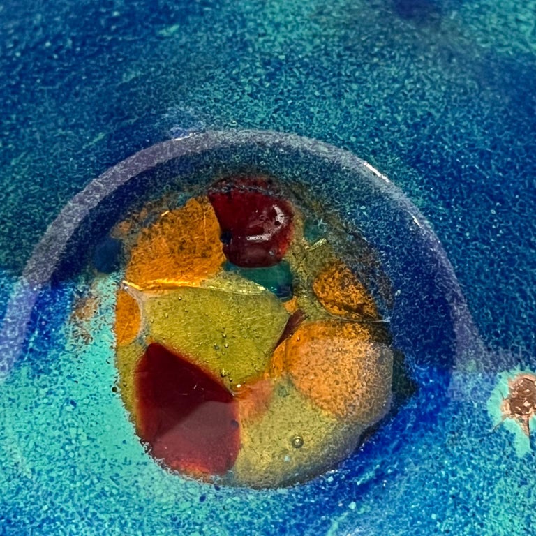 1960s Midcentury Modernist Cool Blue Enamel Dish Copper Enamel Art For ...