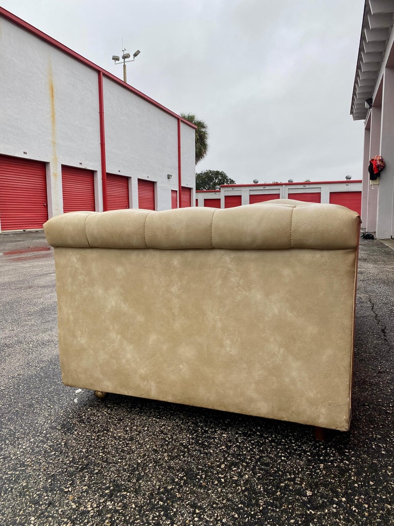 1960s Milo Baughman Style Button-Tufted Biscuit Distressed Sofa For ...