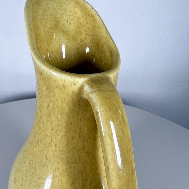1960s Minimalist Long Neck Speckled Yellow Pitcher 1559 For Sale at 1stDibs