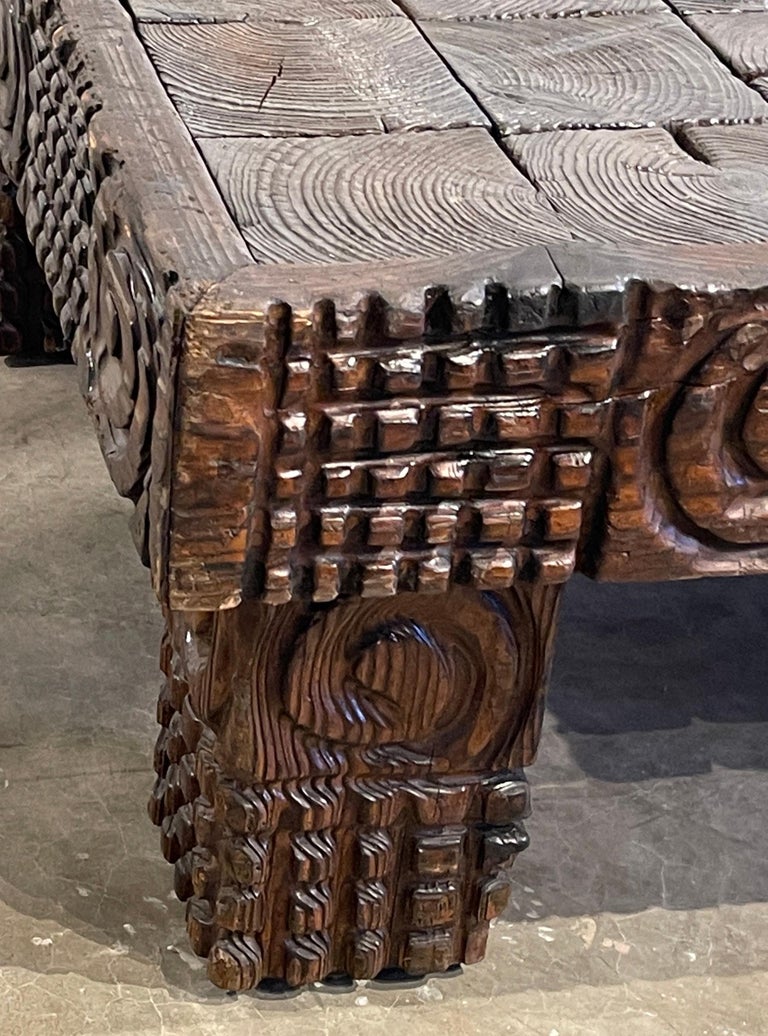 1960s Mod Carved Square Coffee Table, Witco Studio-William Westerhaver ...