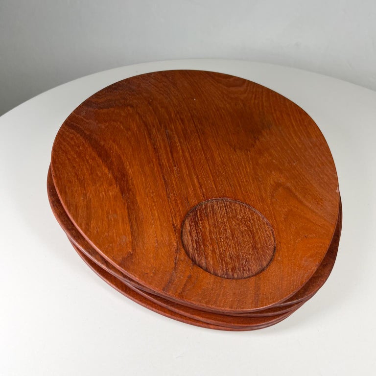 1960s Modern Five Teakwood Teardrop Breakfast Snack Plates Lunning INC ...
