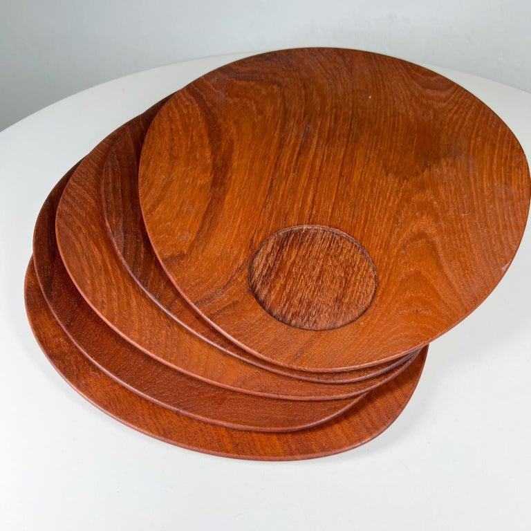 1960s Modern Five Teakwood Teardrop Breakfast Snack Plates Lunning INC ...