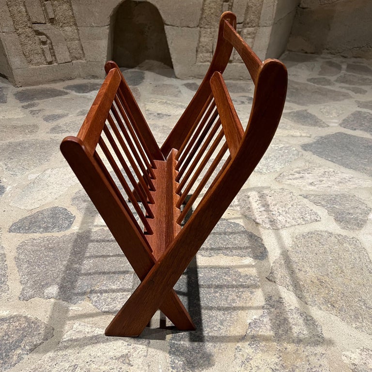 1960s Modern Magazine Holder Sculptural Folding Rack Teakwood Denmark ...