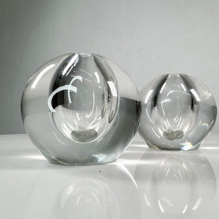 1960s Modern Orb Globe Art Glass Vase Pair Style of Rosenthal Studio ...