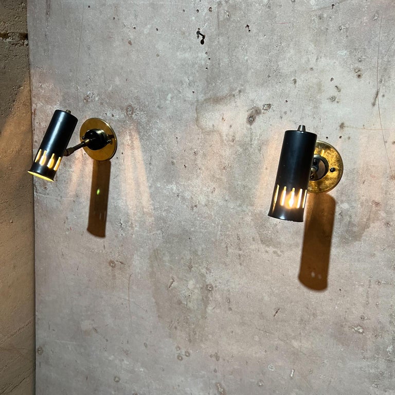 1960s Modern Stilnovo Sconce Italy Retrofit New Brass Backplate + 9 ...