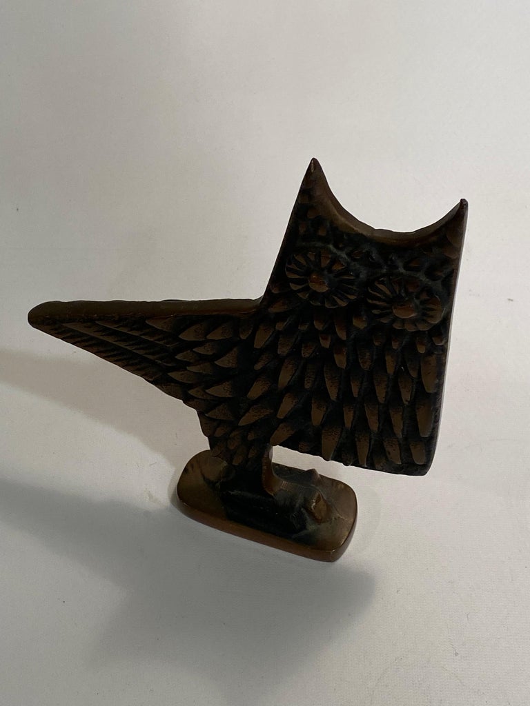 1960s Modernist Cast Bronze Owl at 1stDibs