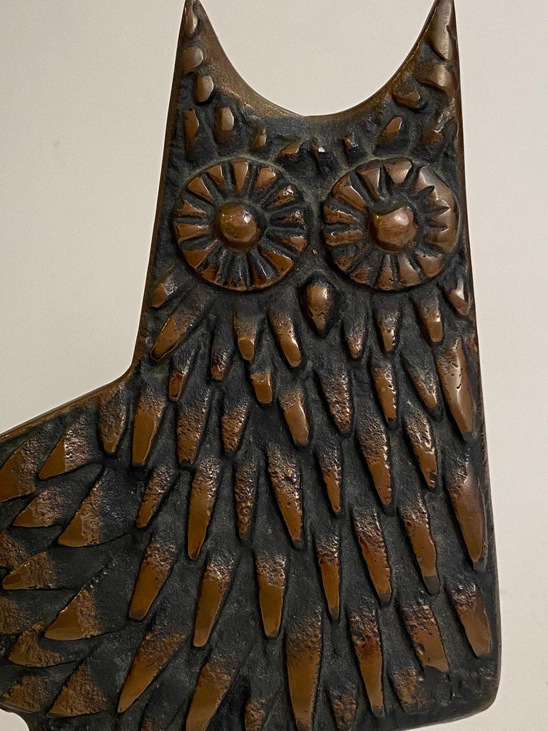 1960s Modernist Cast Bronze Owl at 1stDibs