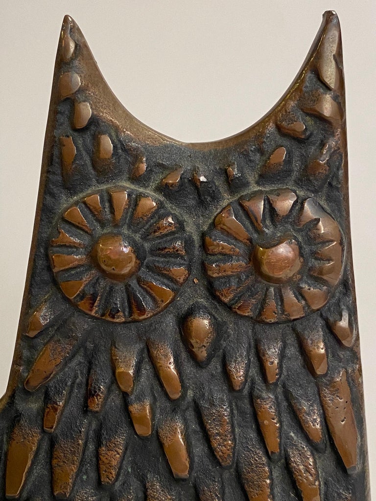 1960s Modernist Cast Bronze Owl at 1stDibs