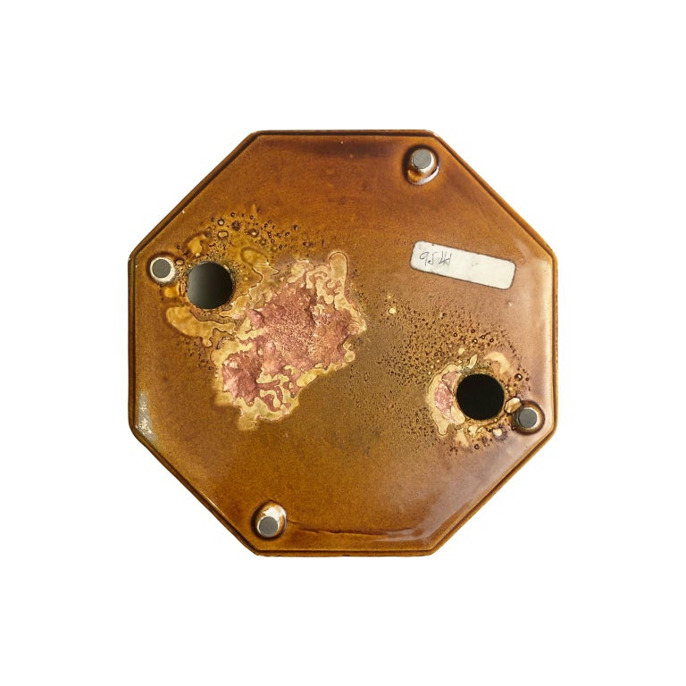 1960s Modernist Ceramic Pyramid with Auburn Glaze For Sale at 1stDibs