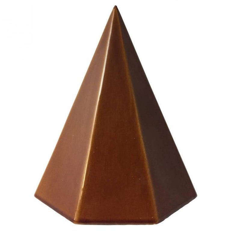 1960s Modernist Ceramic Pyramid with Auburn Glaze For Sale at 1stdibs
