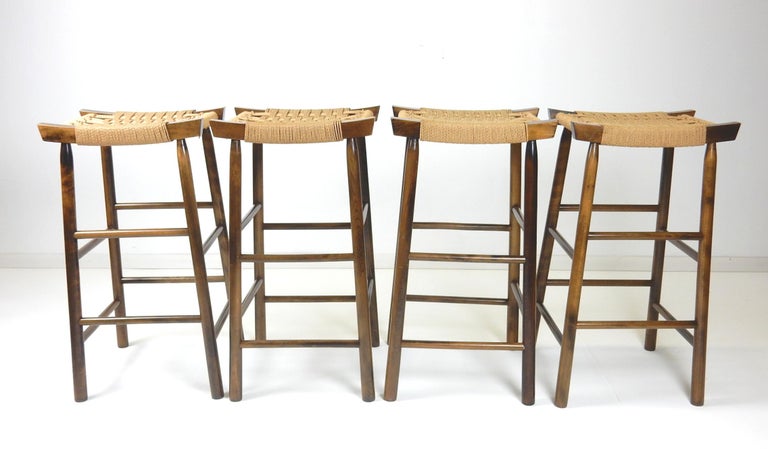 1960s Modernist Japanese Craftsman Bar Stool Set at 1stDibs