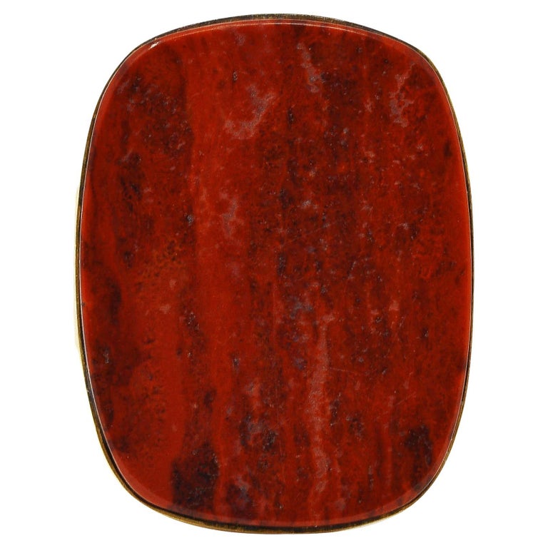 1960's Modernist Red Jasper 14 Karat Yellow Gold Vintage Signet Ring ...