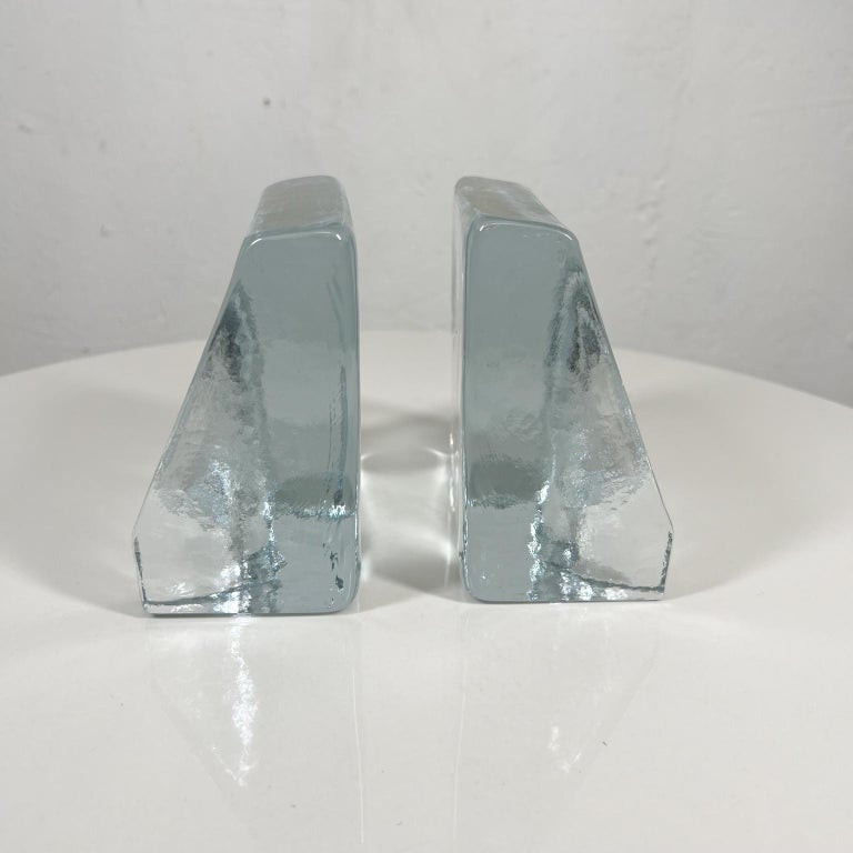 1960s Modernist Sculptural Clear Glass Wedge Bookends Wayne Husted ...