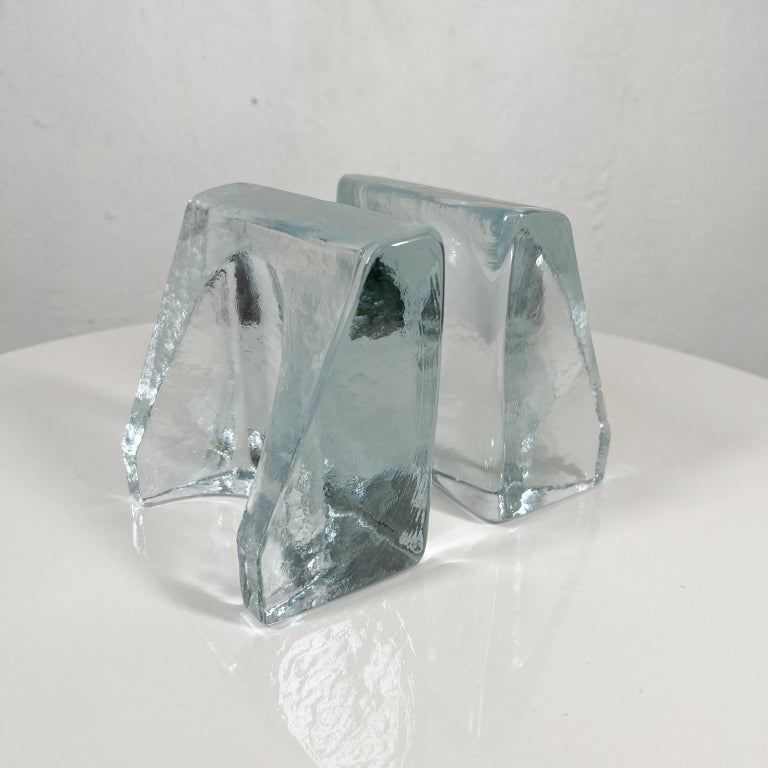 1960s Modernist Sculptural Clear Glass Wedge Bookends Wayne Husted ...