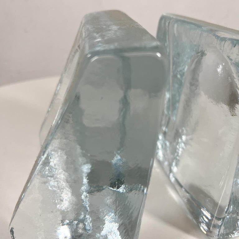 1960s Modernist Sculptural Clear Glass Wedge Bookends Wayne Husted ...