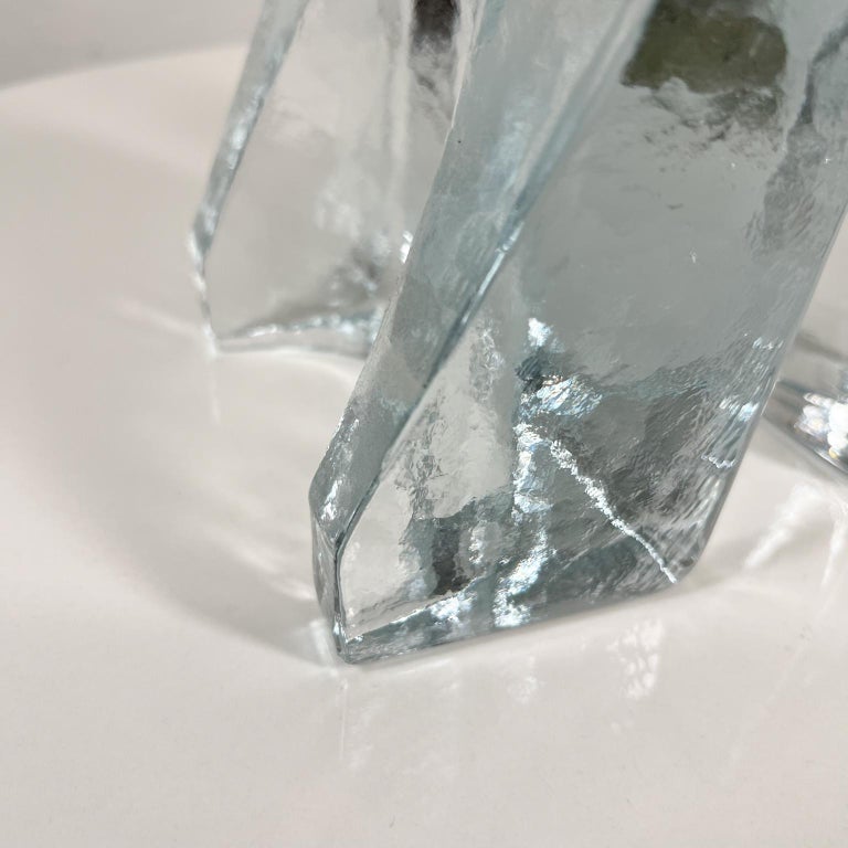 1960s Modernist Sculptural Clear Glass Wedge Bookends Wayne Husted ...
