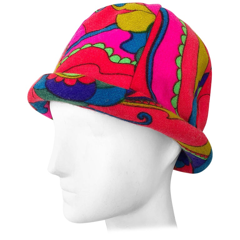 1960s Mr. Martin Retro Bright Mod Psychedelic Vintage 60s Wool Cloche ...