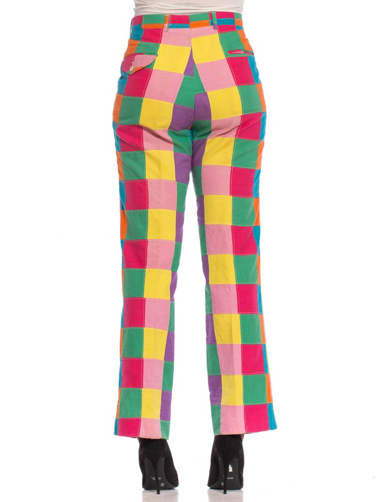 1960S Multicolor Patchwork Cotton Mens Pants In Super Bright Colors at ...