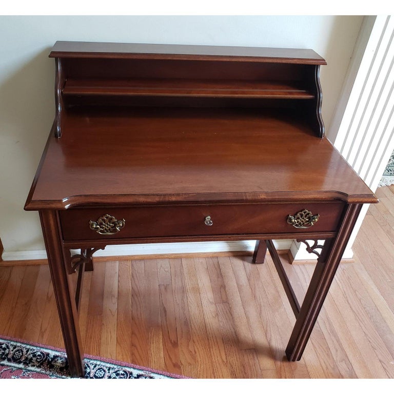 1960s National Mt Airy Mahogany Chippendale Writing Desk For Sale at ...