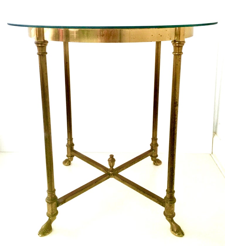 1960s Neoclassical Style Italian Brass and Glass Top "Hoof" Table at ...