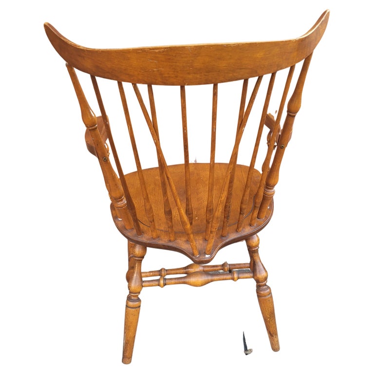 1960s, Nichols and Stone Maple Fiddle Back Brass Back Windsor Armchair ...