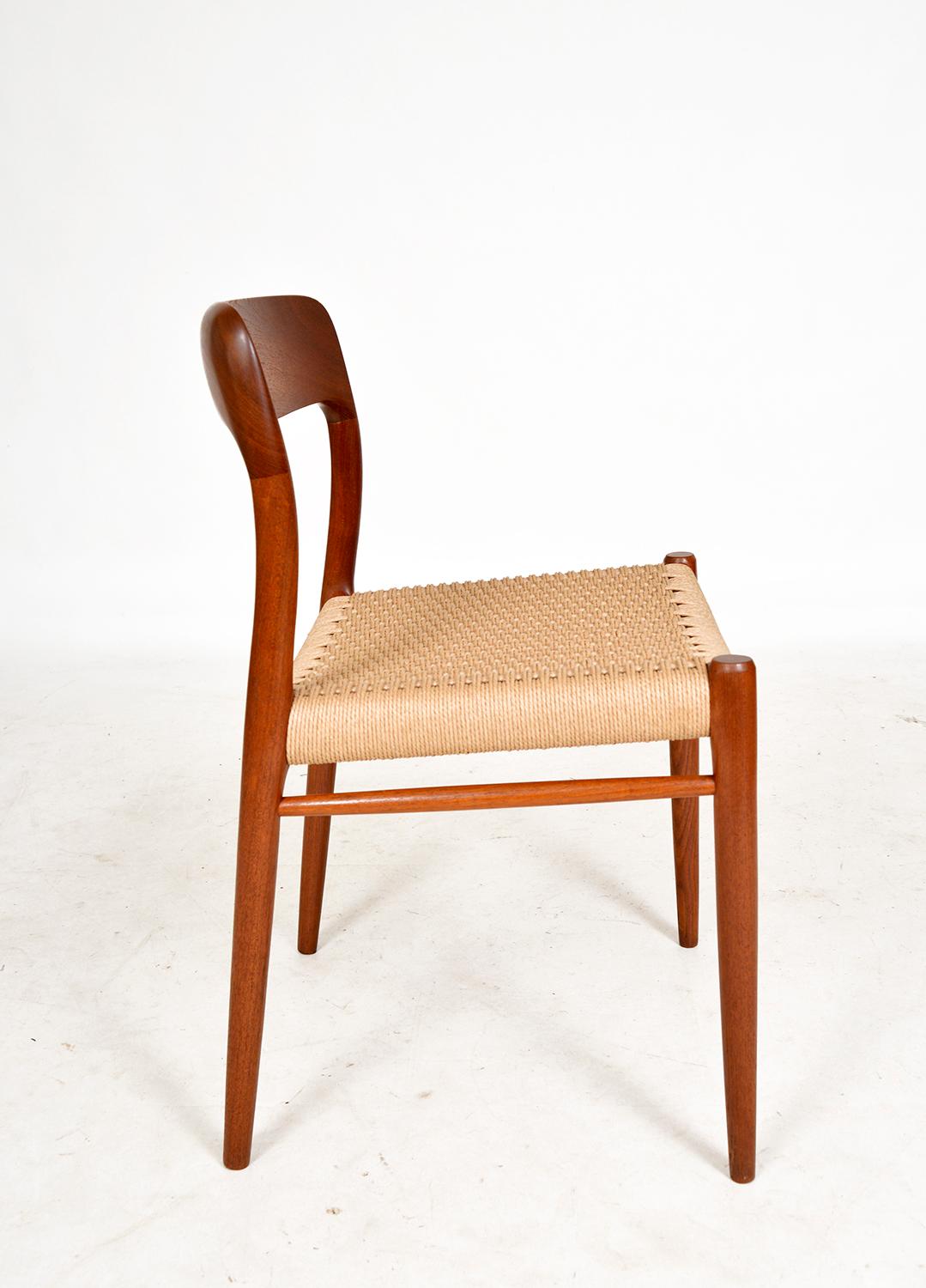 1960s Niels Moller 71 Dining Chairs Teak Papercord J.L. Moller Danish ...