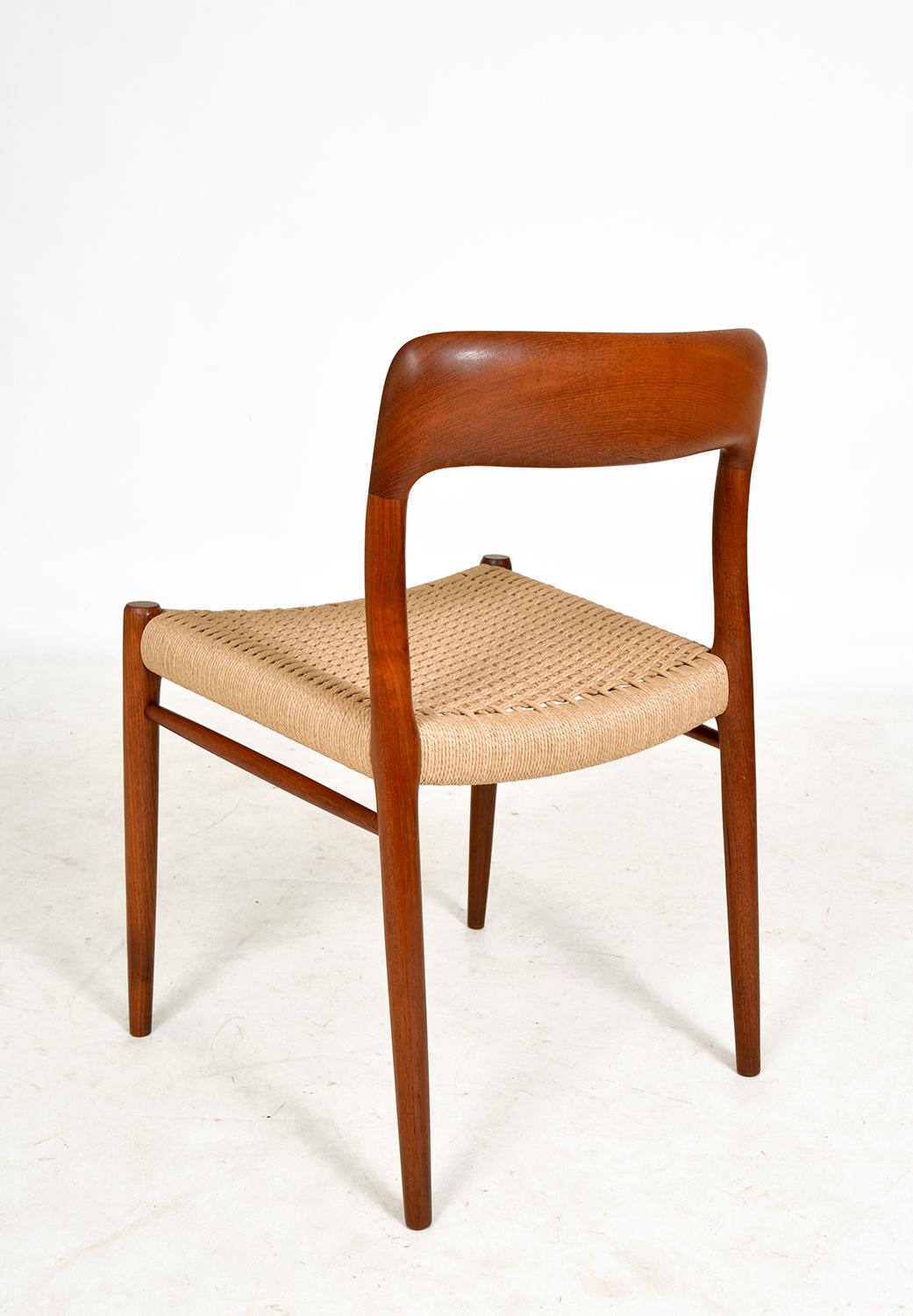 1960s Niels Moller 71 Dining Chairs Teak Papercord J.L. Moller Danish ...