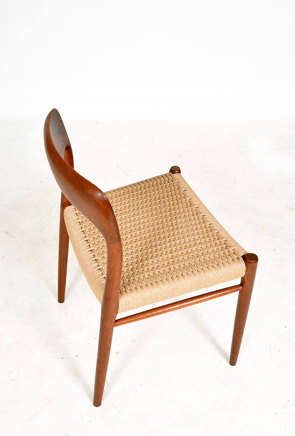 1960s Niels Moller 71 Dining Chairs Teak Papercord J.L. Moller Danish ...