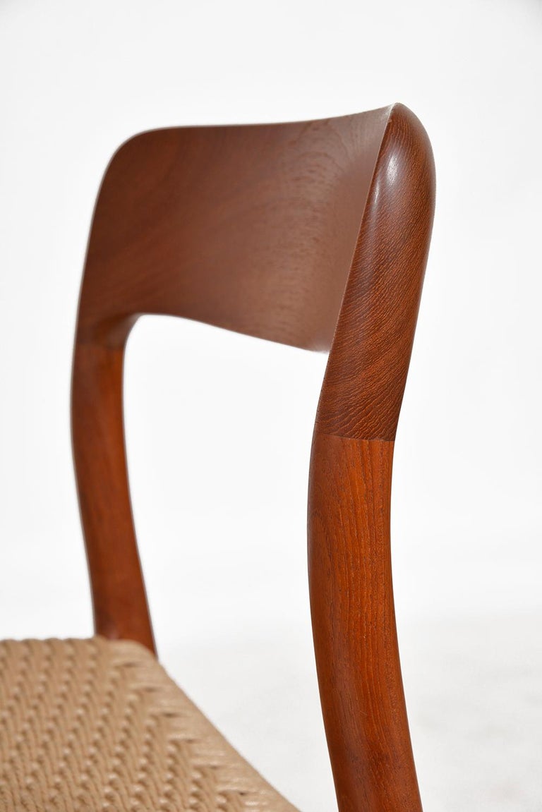 1960s Niels Moller 71 Dining Chairs Teak Papercord J.L. Moller Danish ...