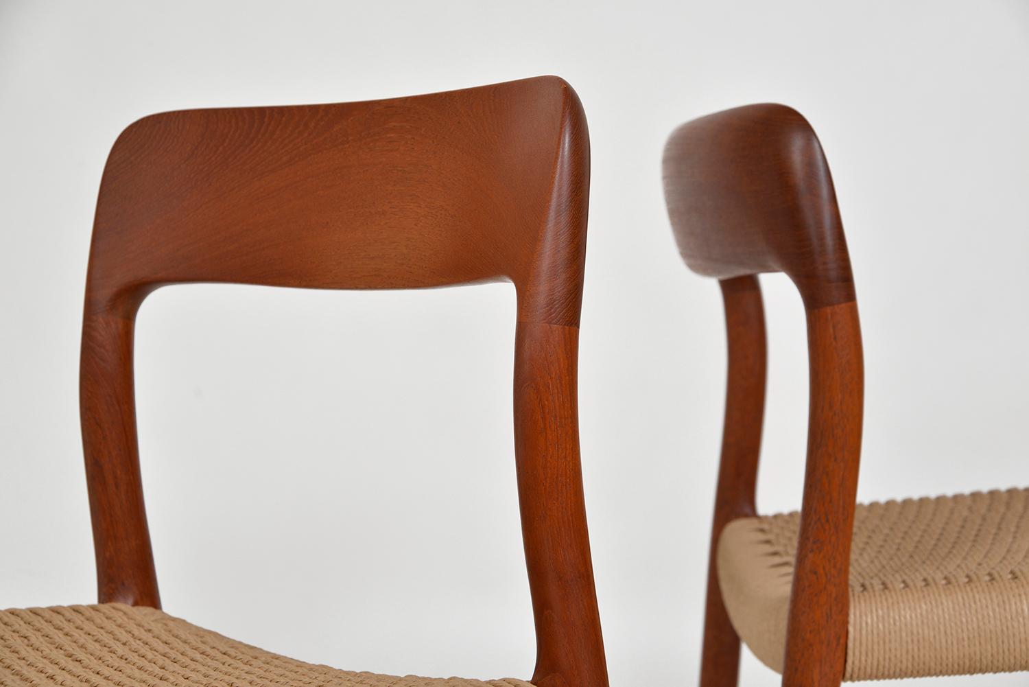 1960s Niels Moller 71 Dining Chairs Teak Papercord J.L. Moller Danish ...