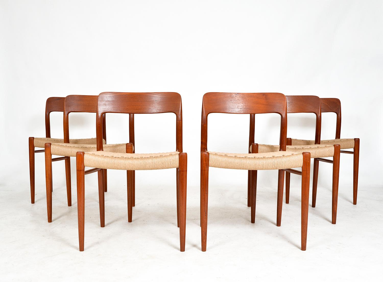 1960s Niels Moller 71 Dining Chairs Teak Papercord J.L. Moller Danish ...