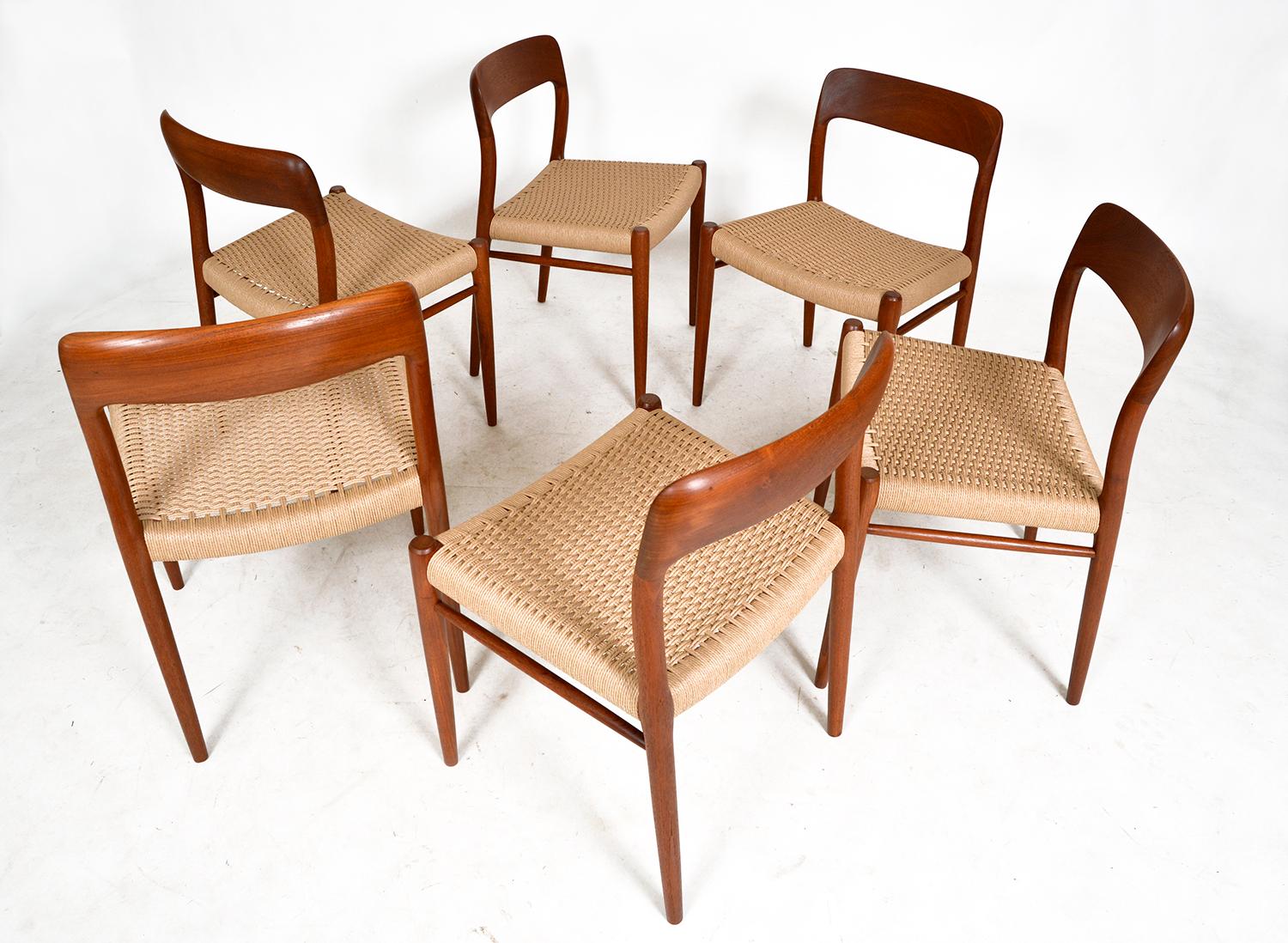1960s Niels Moller 71 Dining Chairs Teak Papercord J.L. Moller Danish ...