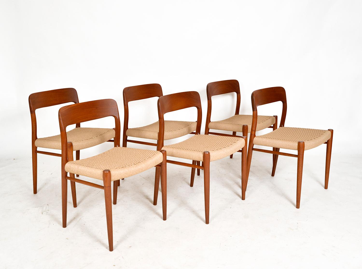 1960s Niels Moller 71 Dining Chairs Teak Papercord J.L. Moller Danish ...