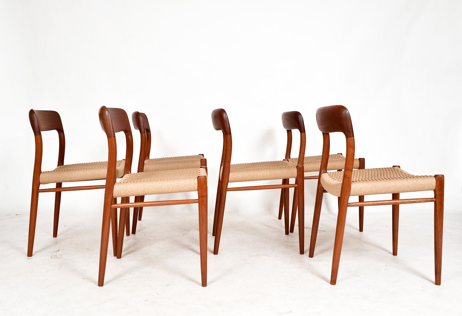 1960s Niels Moller 71 Dining Chairs Teak Papercord J.L. Moller Danish ...