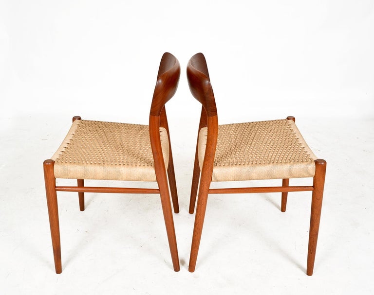 1960s Niels Moller 71 Dining Chairs Teak Papercord J.L. Moller Danish ...