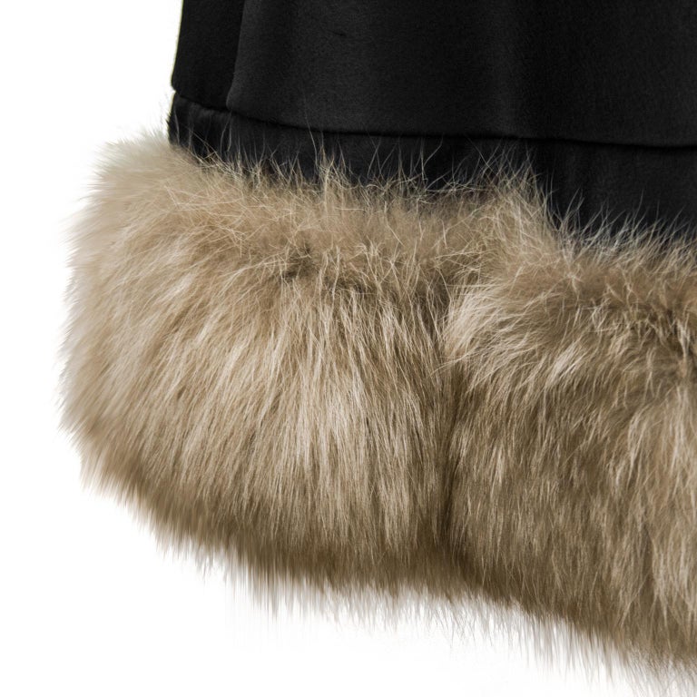1960s Nina Ricci Black Satin Fur Trim Cocktail Dress at 1stDibs | black ...