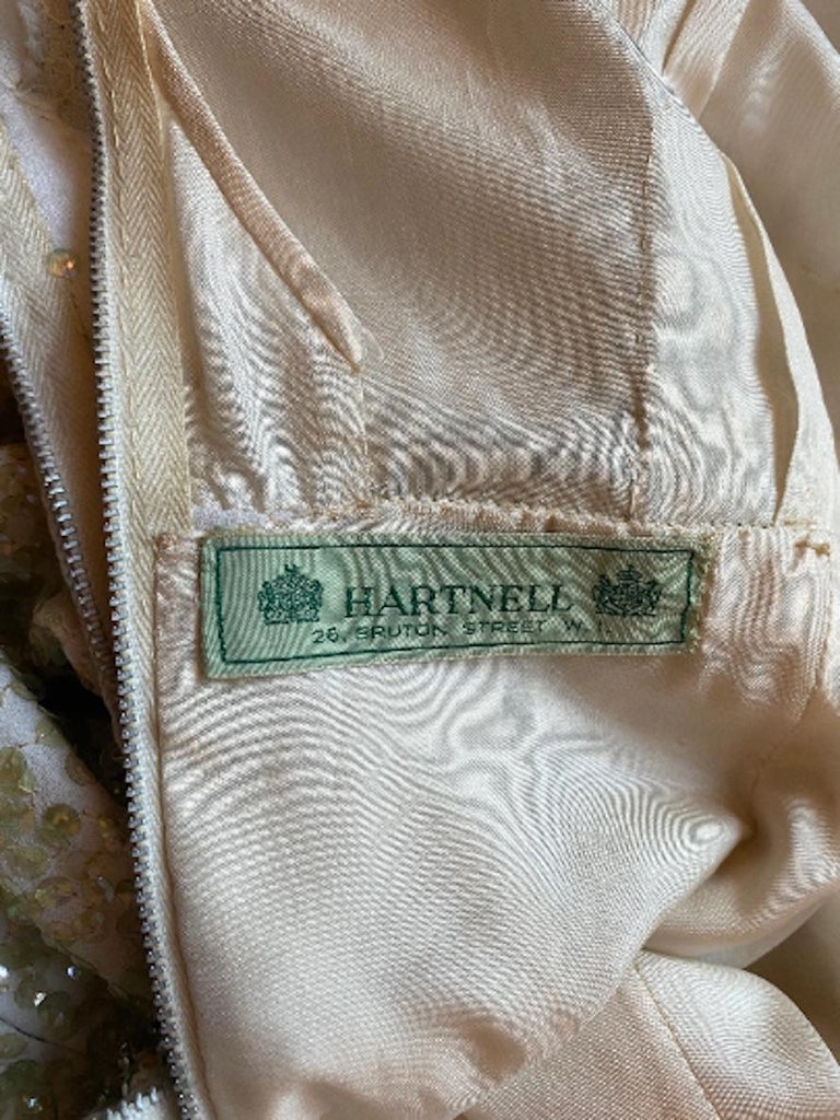 1960s Norman Hartnell Couture Gold Sequinned and Beaded Dress For Sale ...