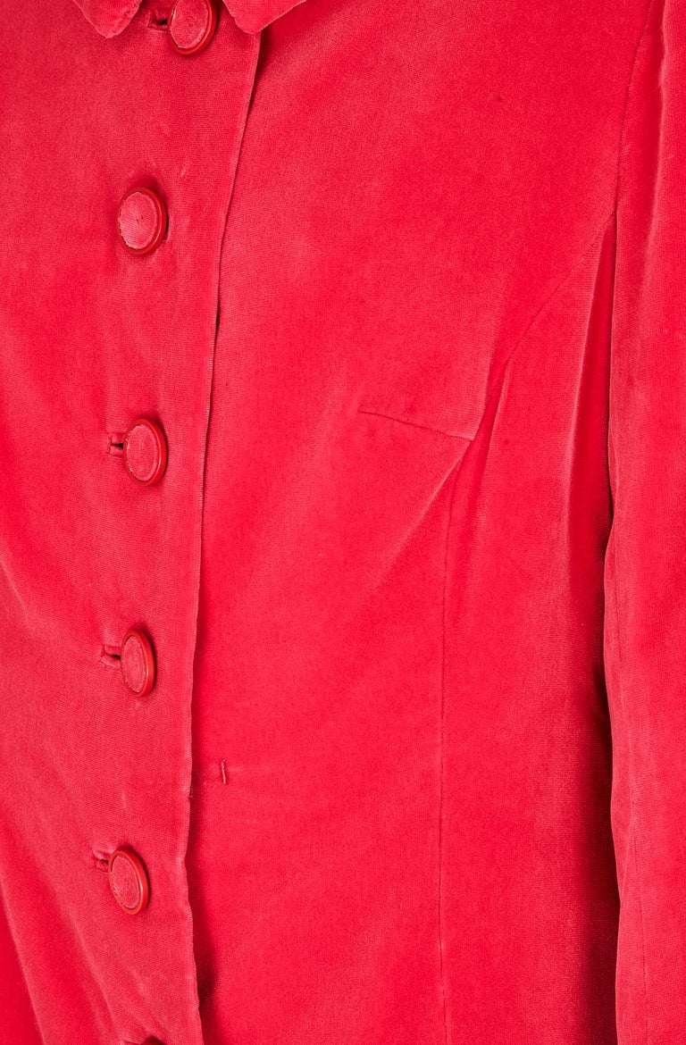 1960s Norman Hartnell Couture Shocking Pink Velvet Coat For Sale at 1stDibs