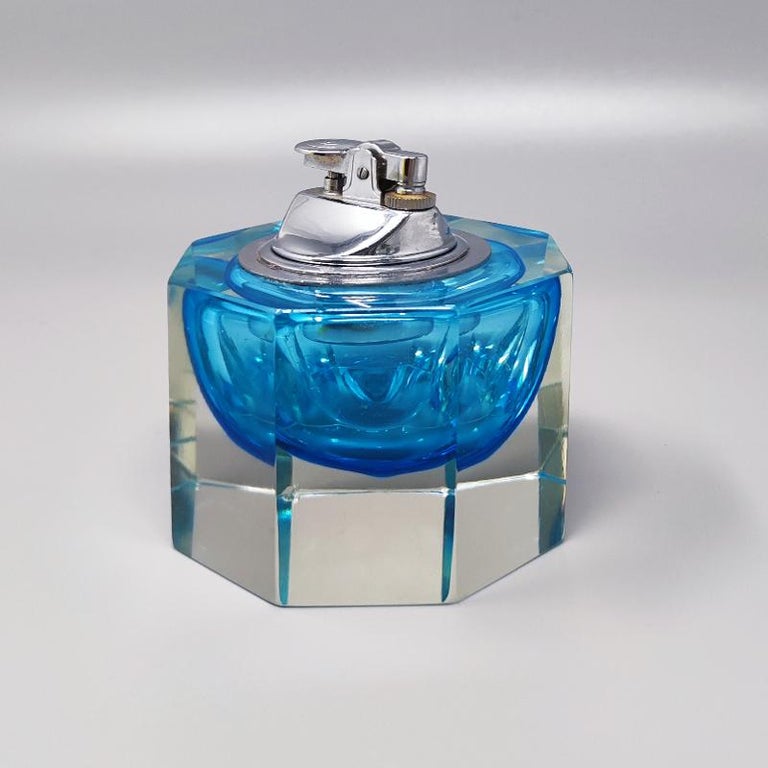 1960s Octagonal Blue Table Lighter in Muran Glass by Flavio Poli for ...