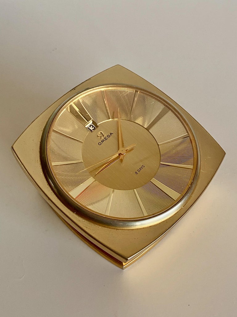 1960s Omega 8-Day Solid Brass Gold Gilt Desk Clock Ref. 5550 For Sale ...